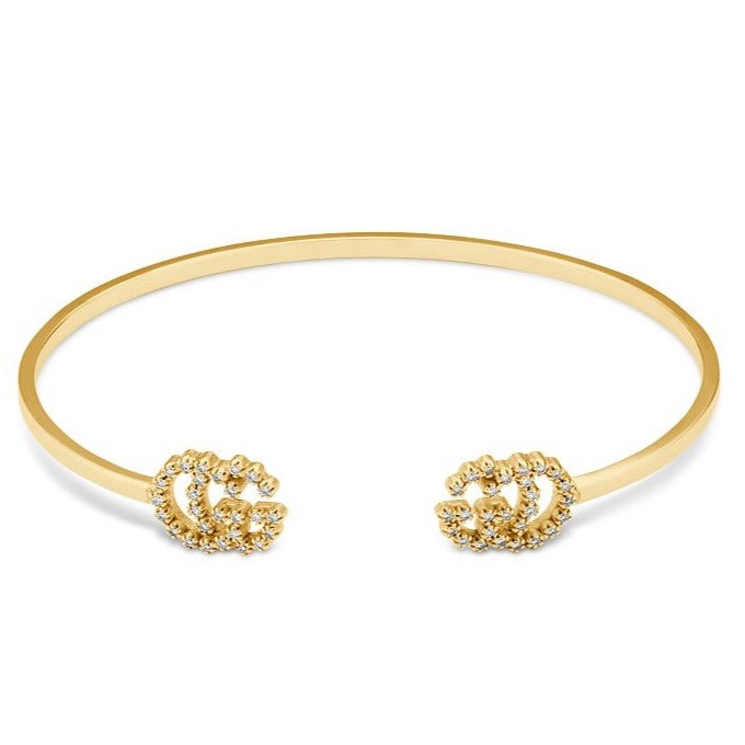 GOLD RUNNING DIAMOND LOGO BANGLE BRACELETS – Meejuri