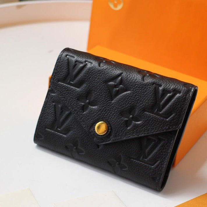 VICTORINE WALLET 12CM BLACK MONOGRAM EMPREINTE LEATHER – Kal Recovery