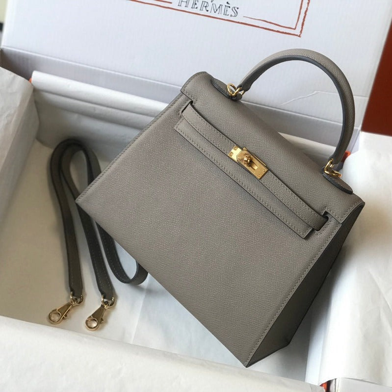 hm kelly 32cm dark grey epsom leather gold hardware – Meejuri
