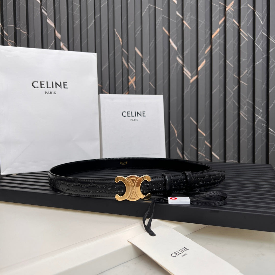 CL TRIOMPHE 25 MM BELT IN BLACK CALFSKIN GOLD HARDWARE – Kal Recovery