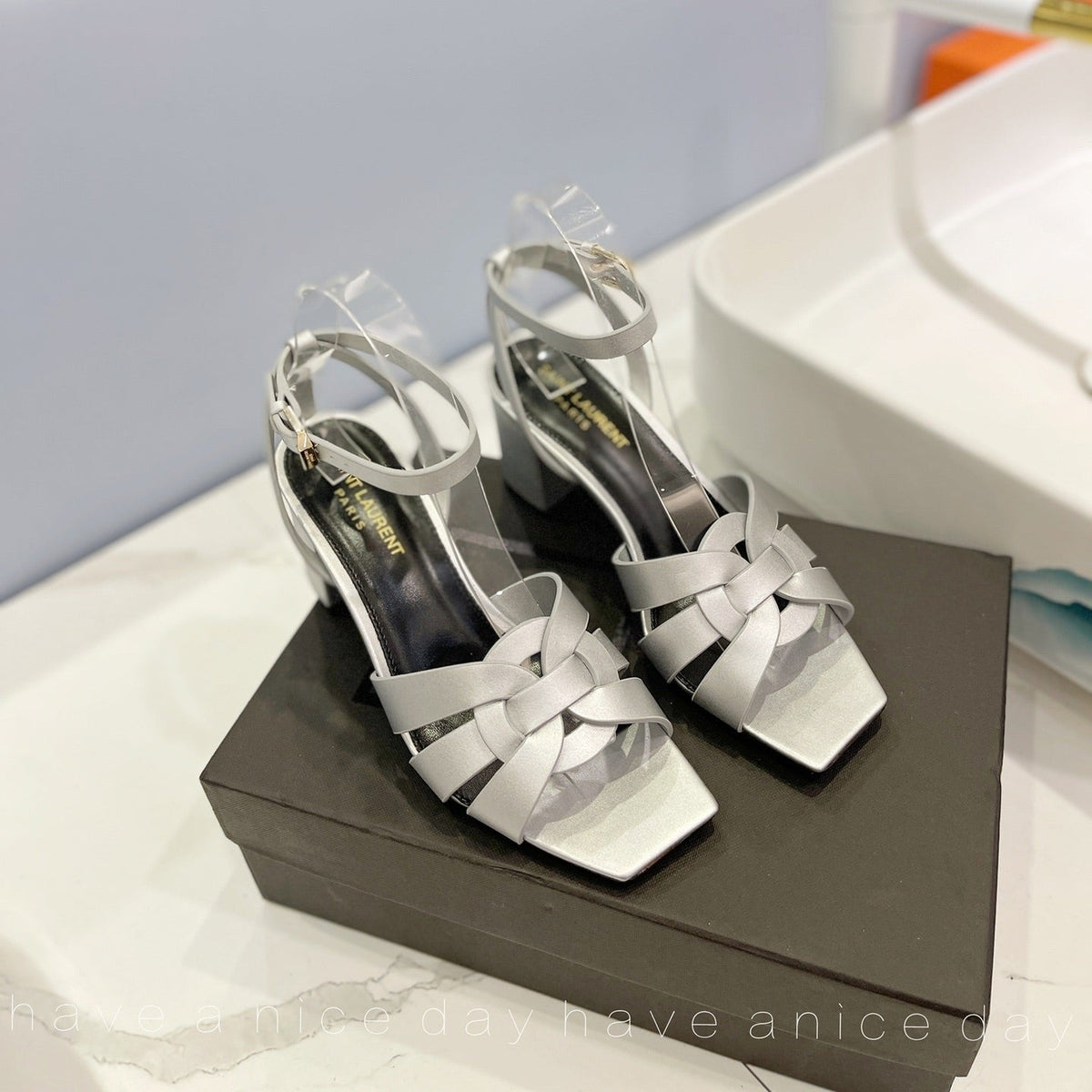 SL TRIBUTE SANDAL SILVER CALFSKIN – Kal Recovery