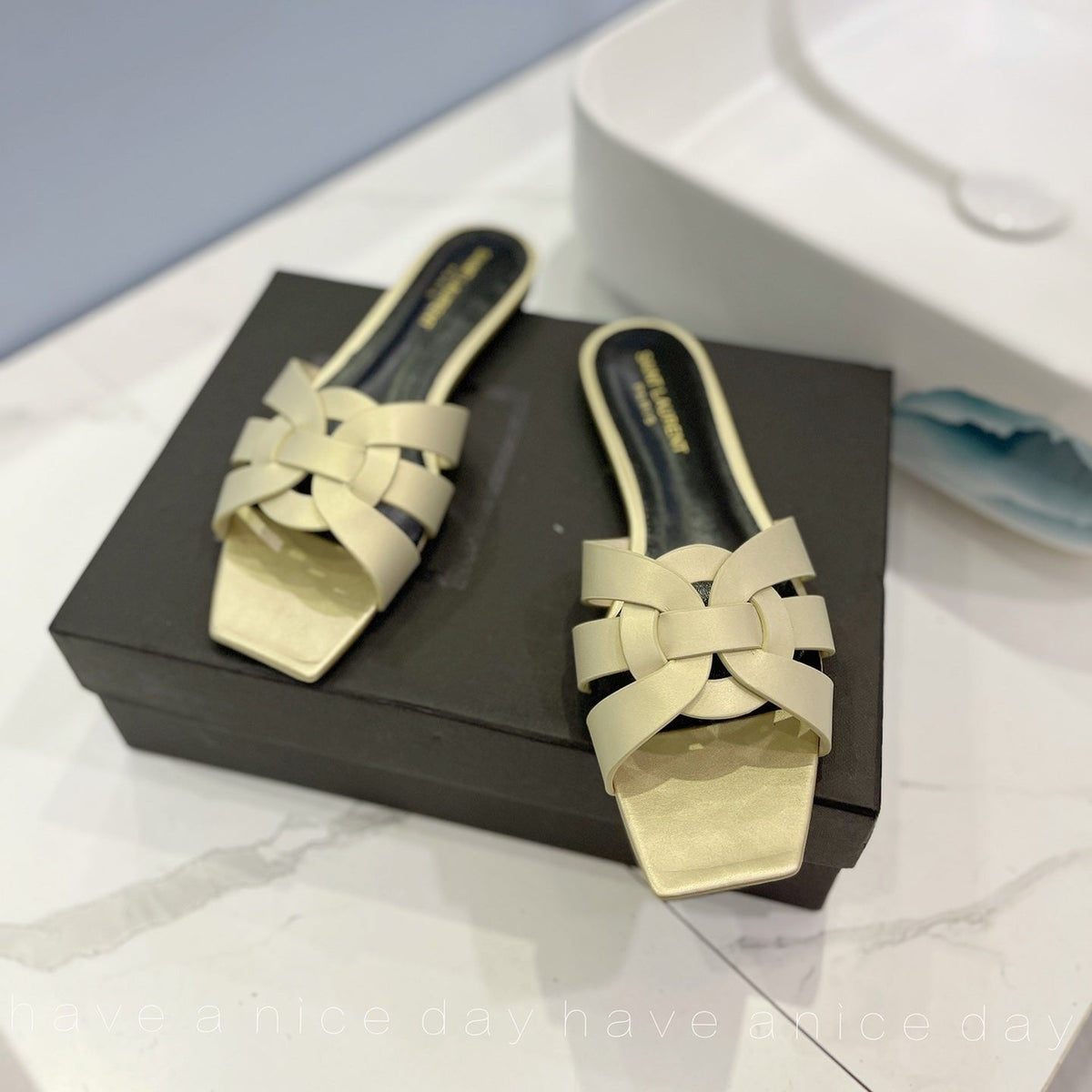 SL TRIBUTE SLIPPERS PASTEL YELLOW CALFSKIN – Kal Recovery