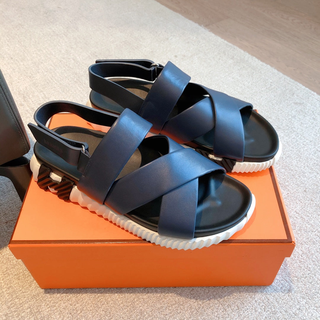 HM ELECTRIC SANDAL NAVY CALFSKIN – Kal Recovery
