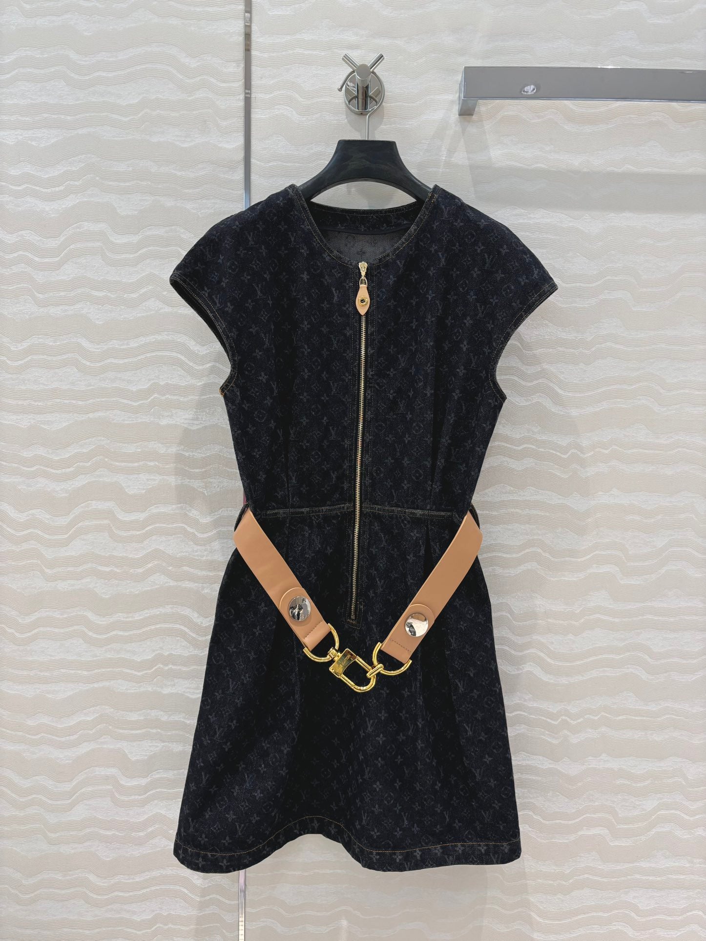 LV 25 Monogram Jacquard Logo Denim Dress Black Cotton – Kal Recovery