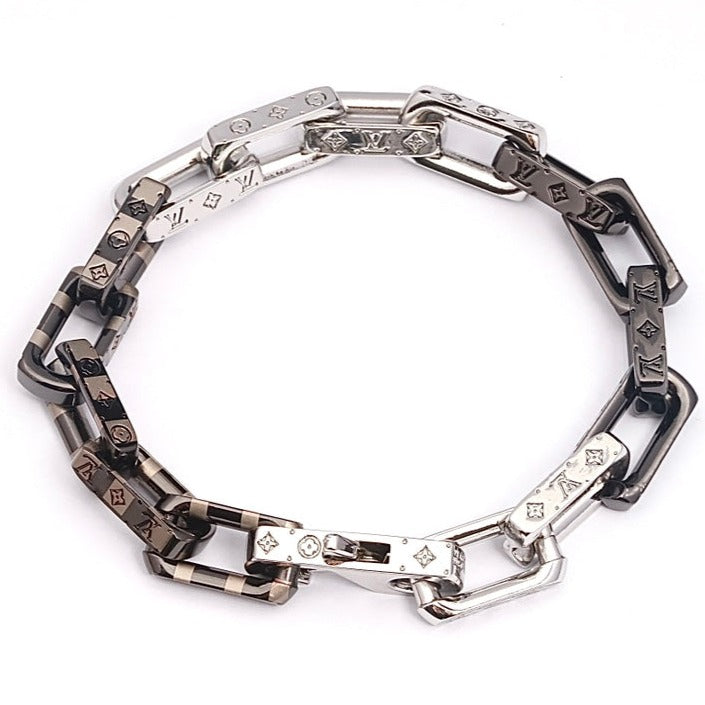 MONOGRAM CHAIN BRACELET BLACK WHITE – Kal Recovery
