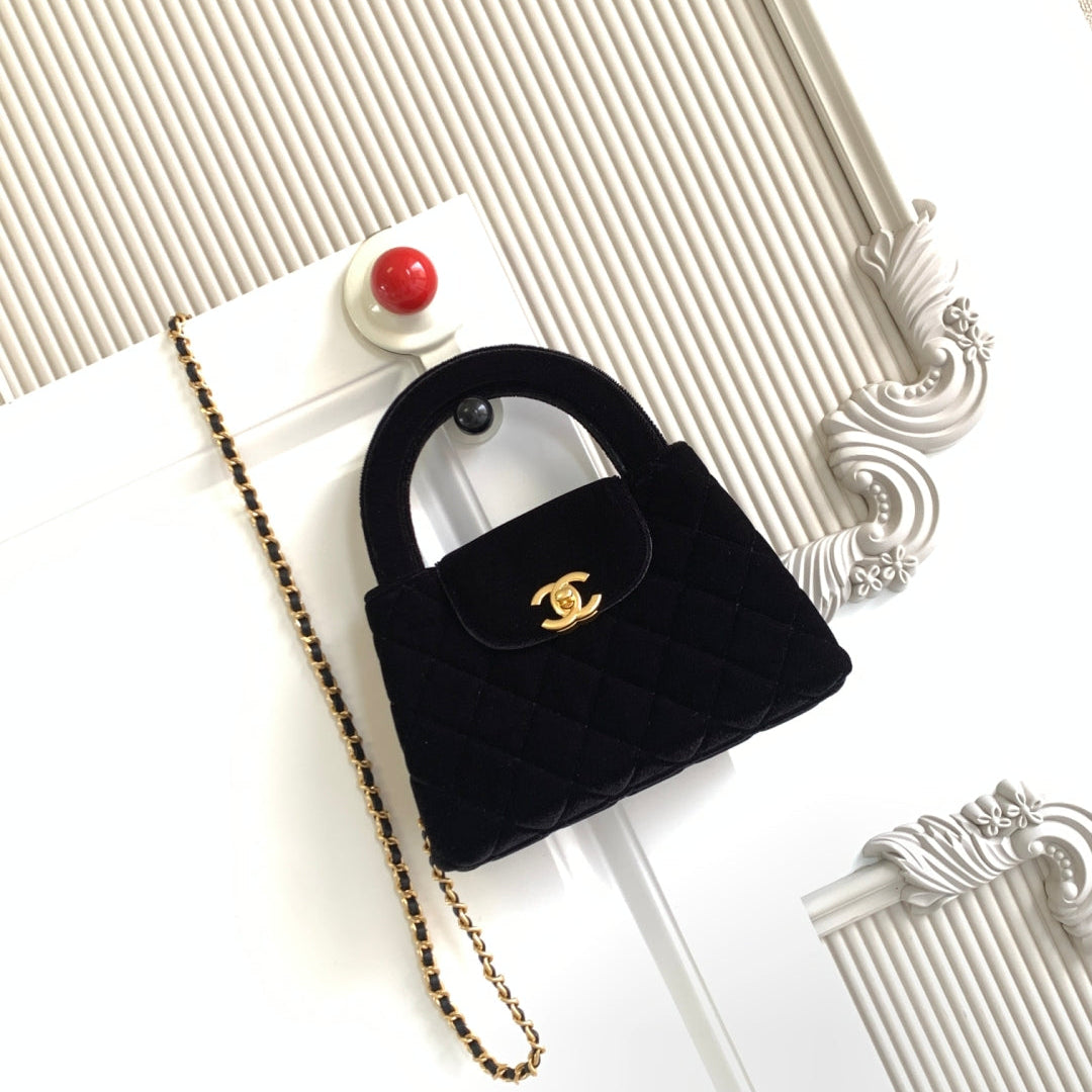 cc 24a nano 19cm kelly shopper bag black velvet – Kal Recovery