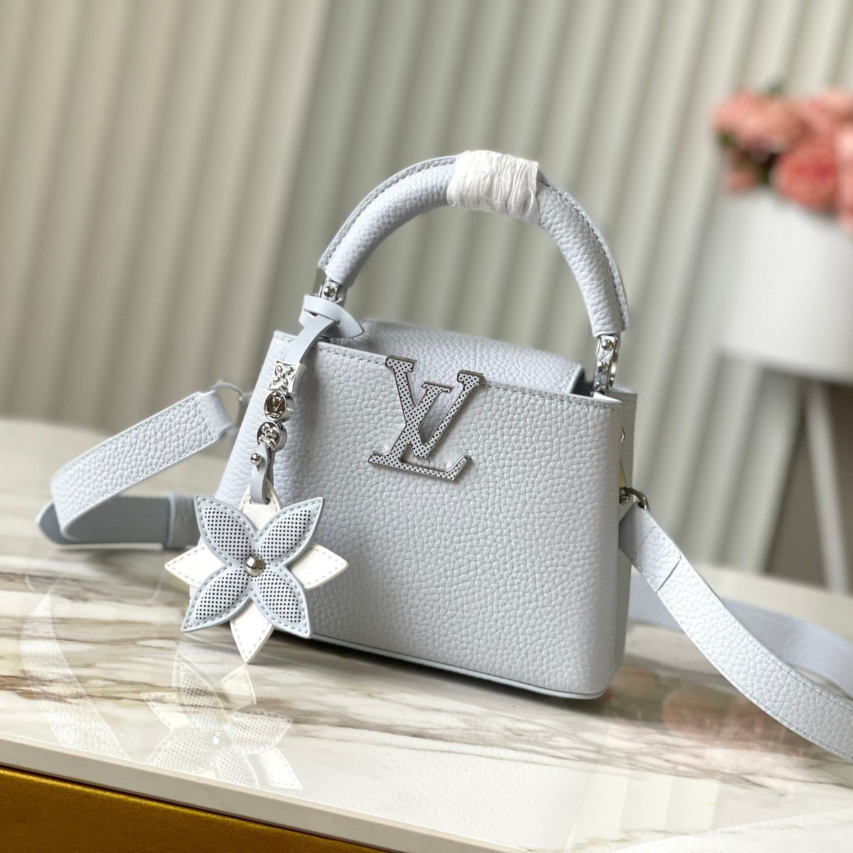 CAPUCINES MINI 21 IN CHROME GRAY TAURILLON SILVER HARDWARE – Kal Recovery