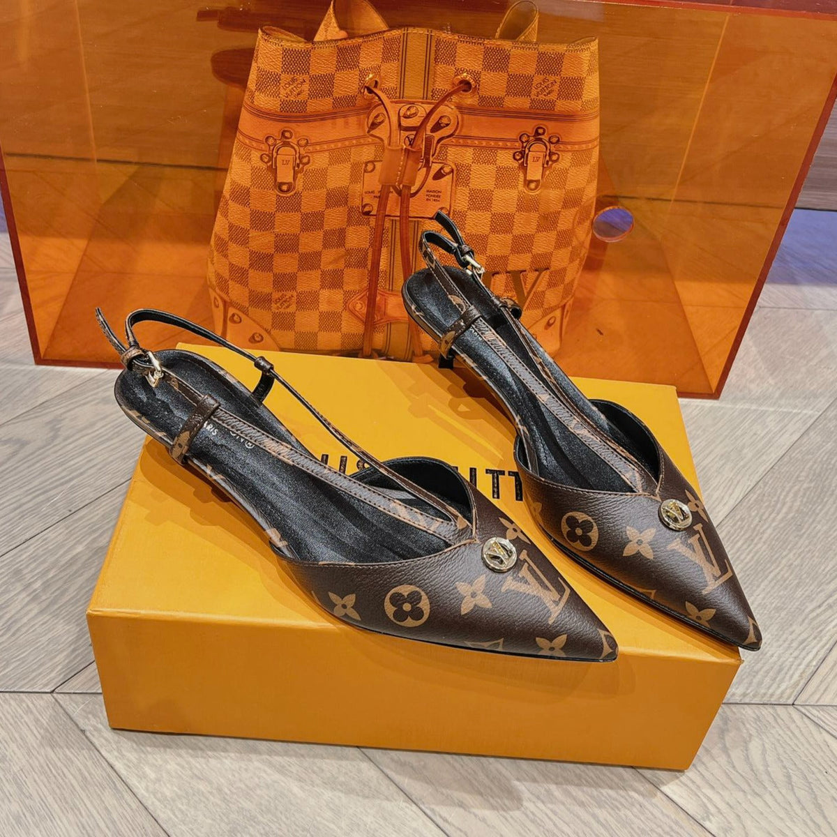 LV LOW HEEL SLINGBACK MONOGRAM CANVAS – Kal Recovery