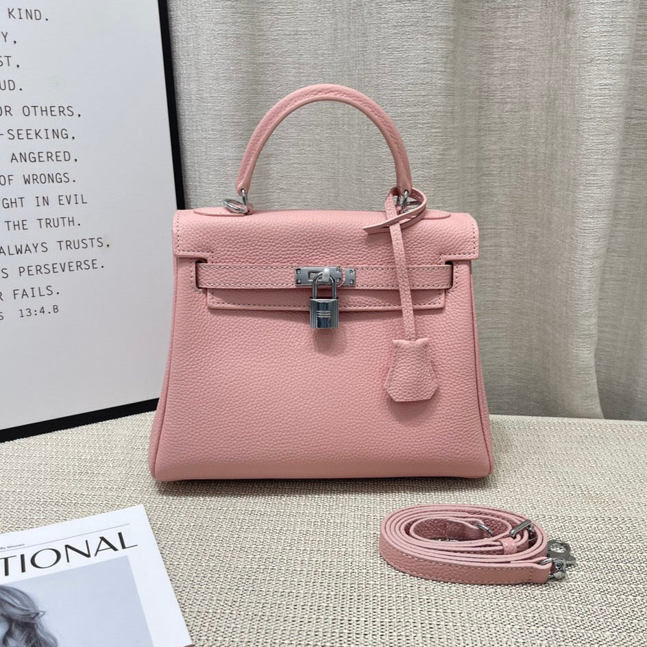 HM Kelly 25cm Pastel Pink Togo Leather Silver Hardware – Meejuri
