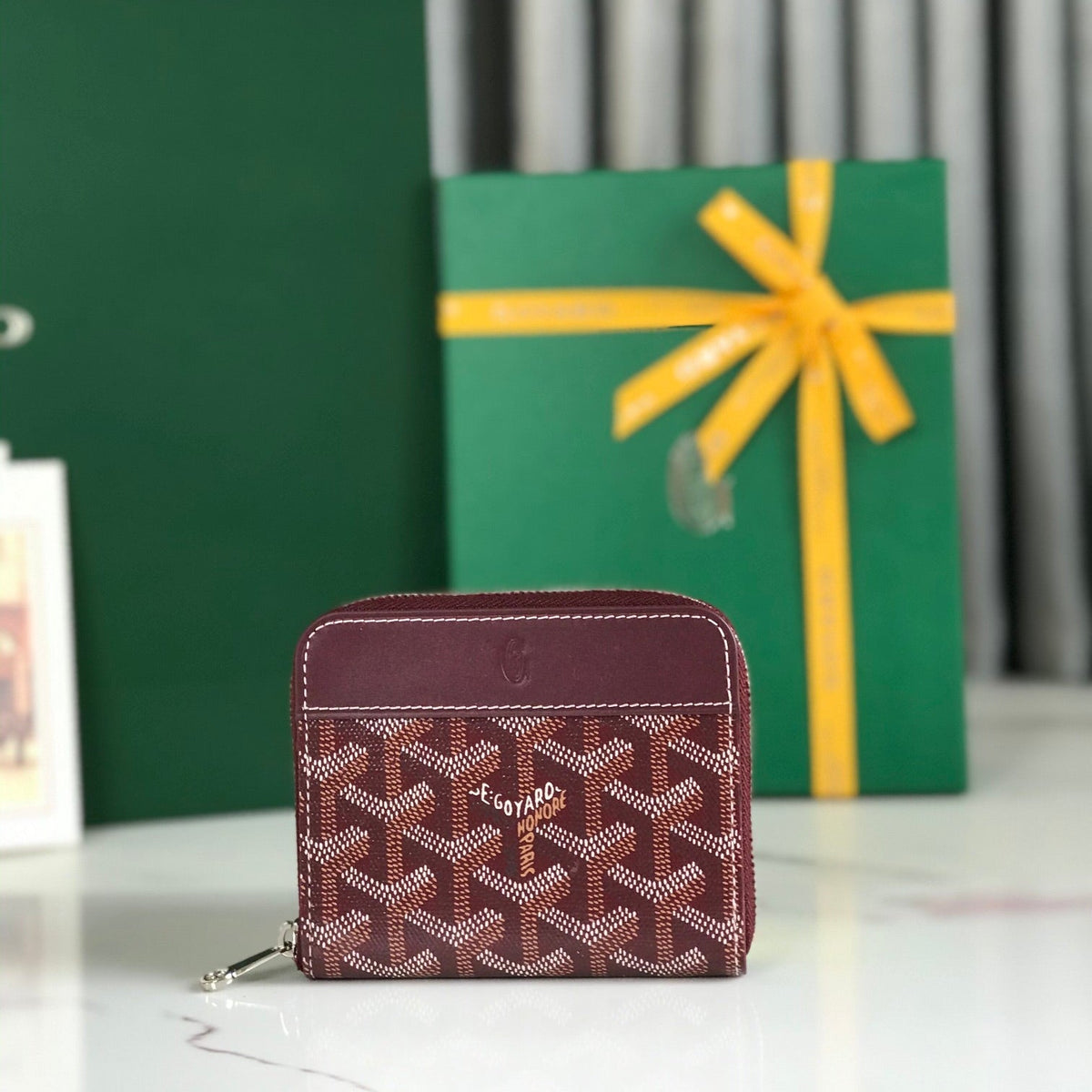 MATIGNON MINI WALLET 11 IN WINE RED GOYARDINE CANVAS AND CALFSKIN – Kal ...