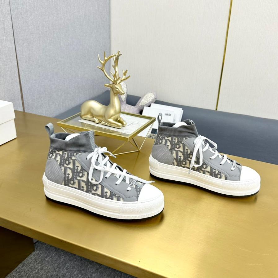 Walk'n'Dior Sneaker In Grey Mix Beige Monogram Wool And Cowhide 111929 ...