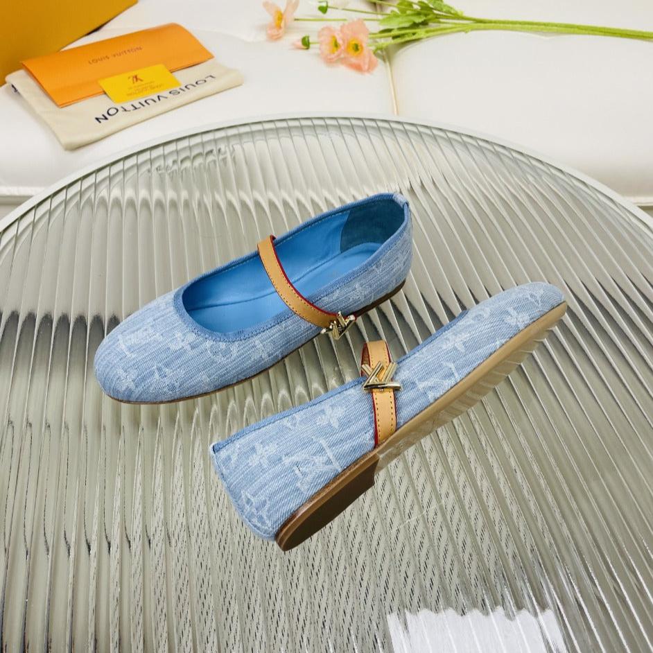 LV Flat Ballerina Light Blue Monogram Jacquard Fabric – Kal Recovery